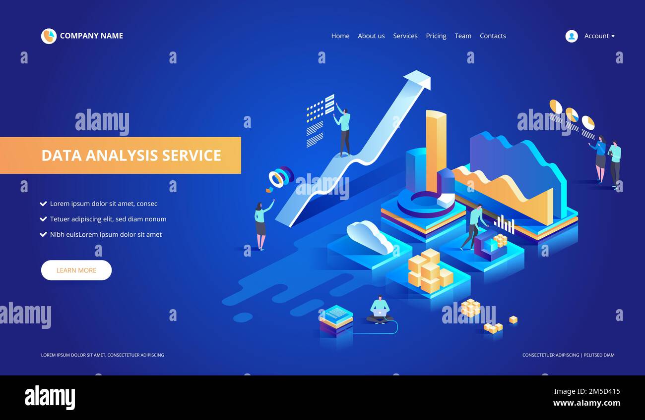 Data Analysis Service Isometric Vector Illustration Abstract 3d