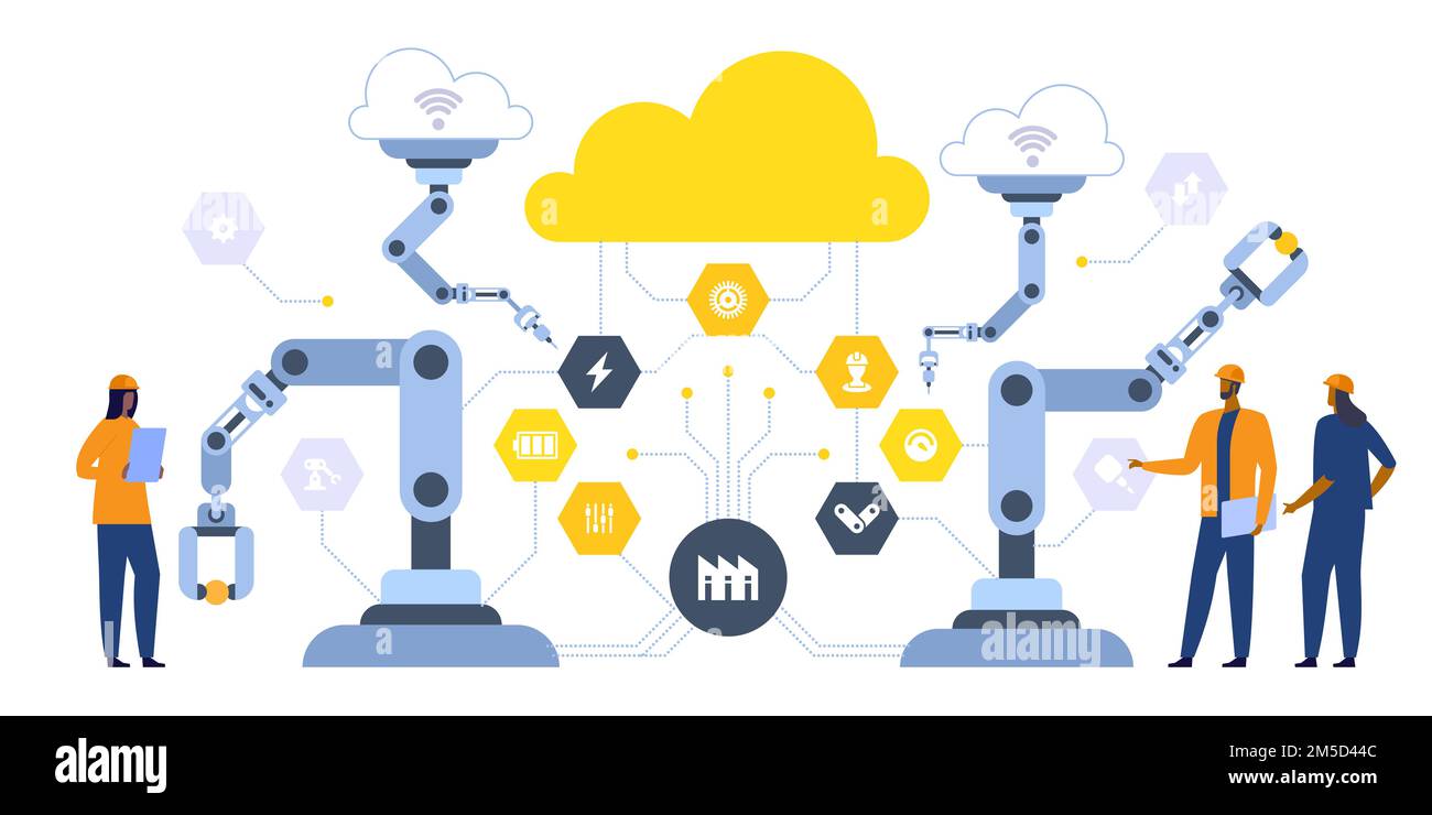 Smart industry 4.0 vector illustration. Internet of things technology ...