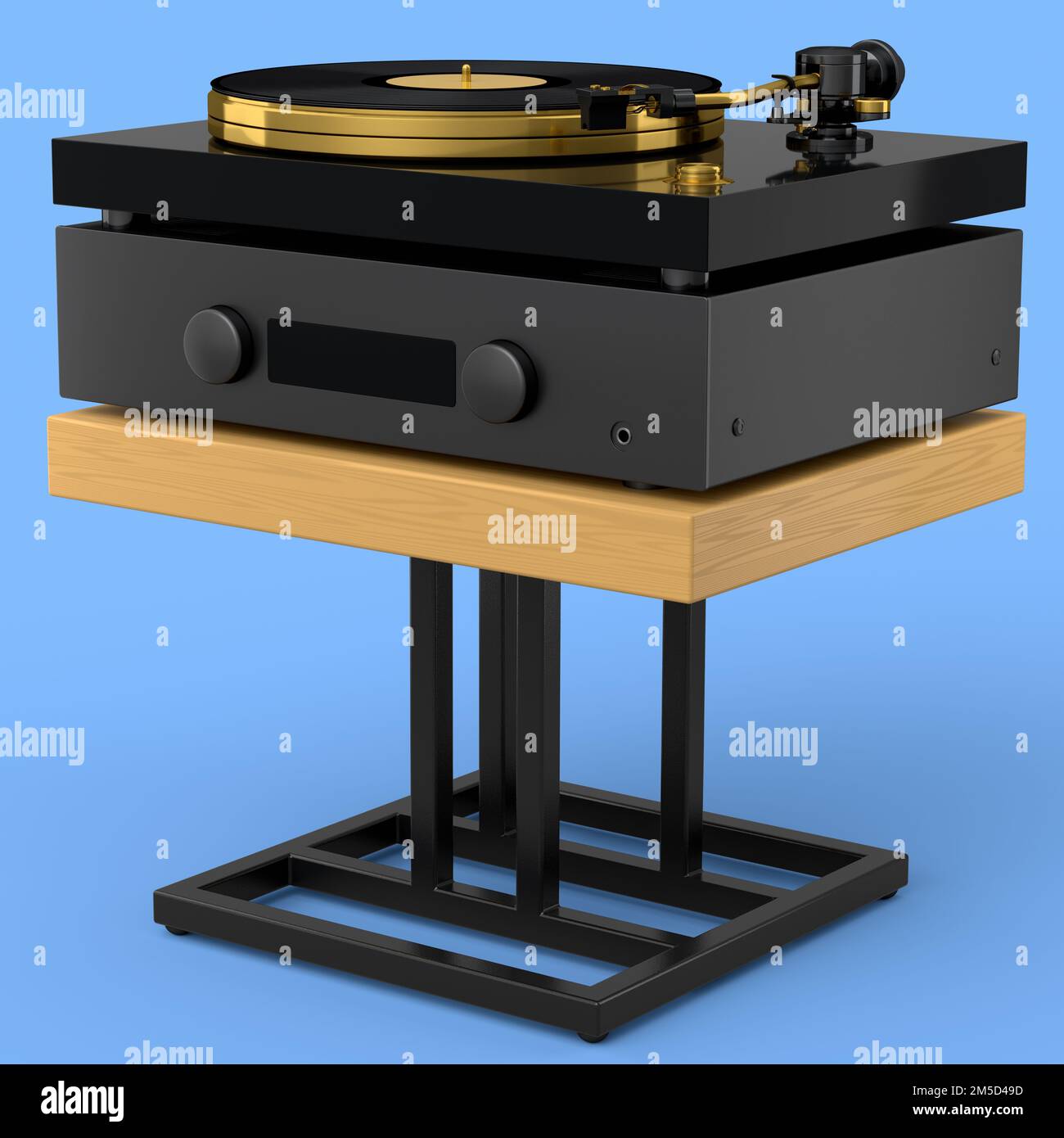 HiFi system with DJ turntable and amplifier on stand for home theater ...