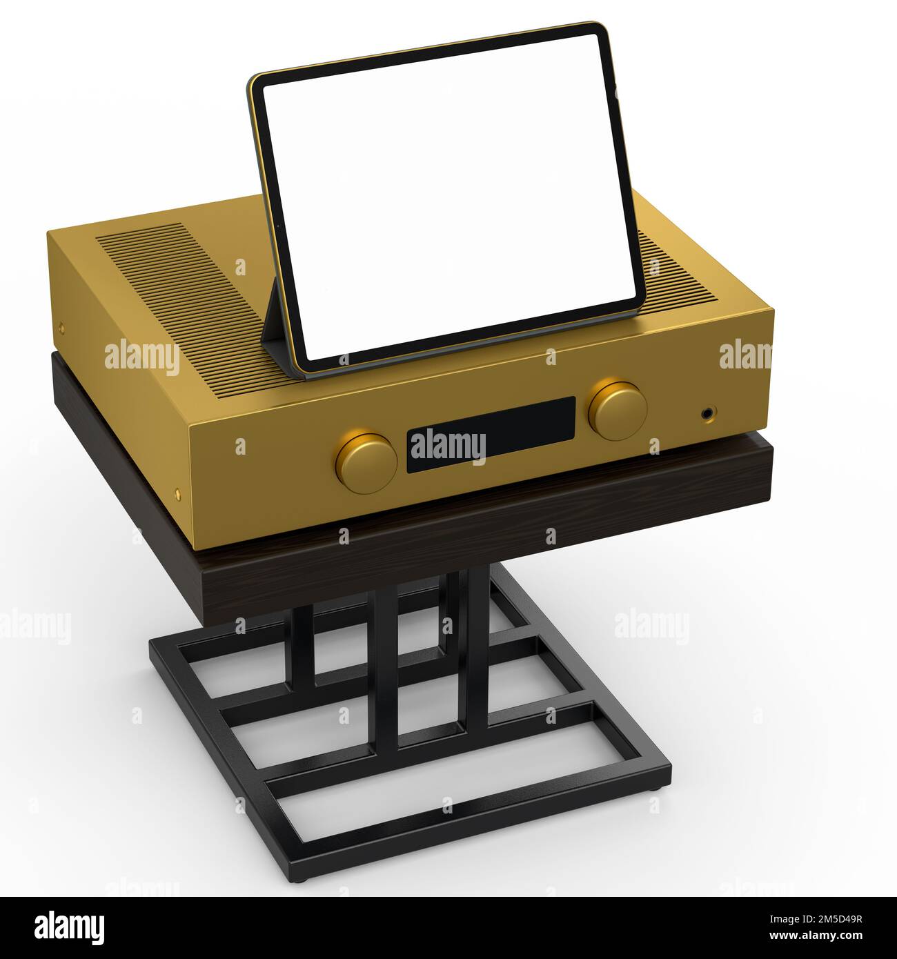 HiFi system with tablet and amplifier on stand for home theater on ...