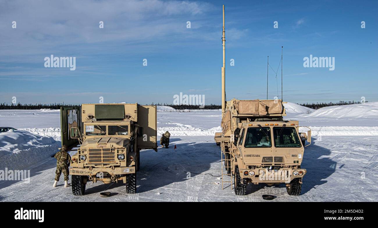 Patriot vehicles assigned to 5th Battalion, 52nd Air Defense Artillery ...