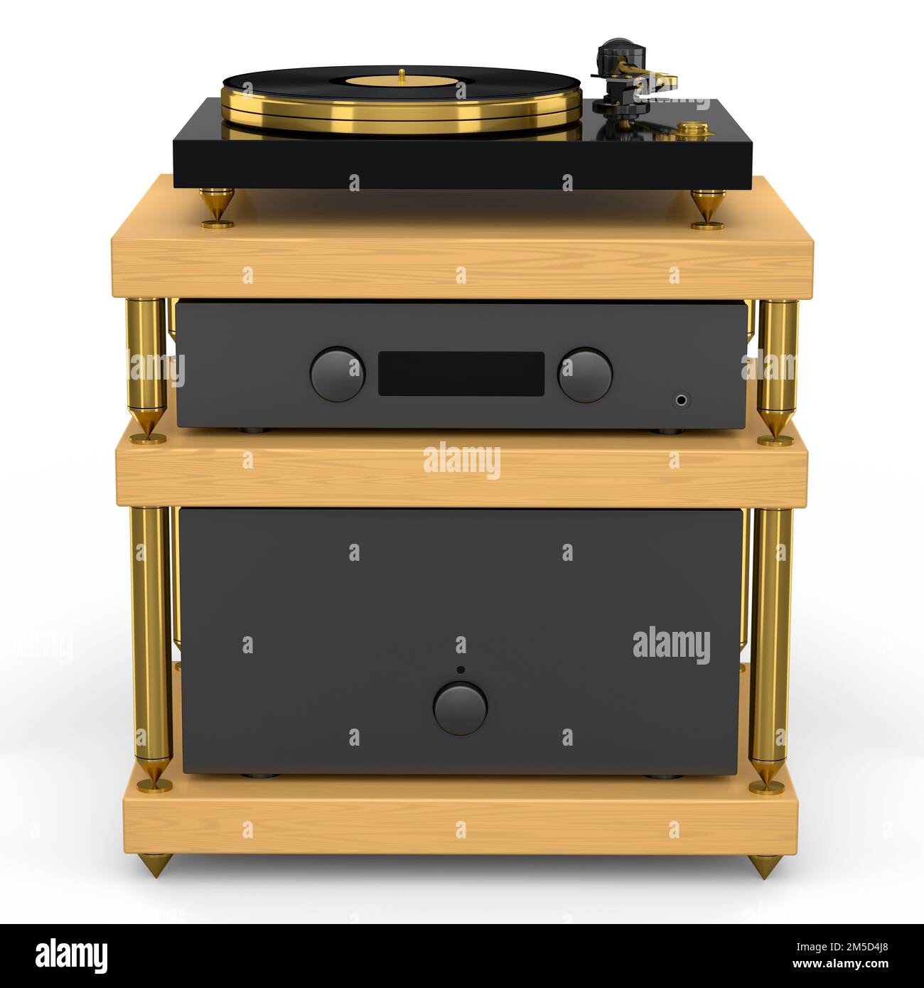 HiFi system with DJ turntable and amplifier on stand for home theater ...
