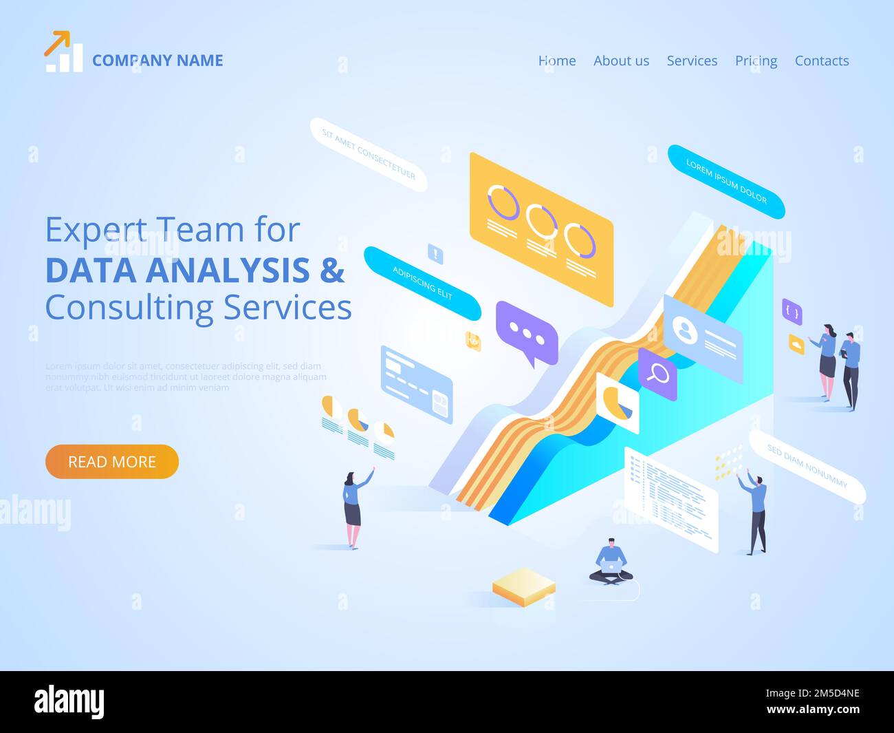 Expert Team for Data analysis & Consulting Services. Vector isometric ...