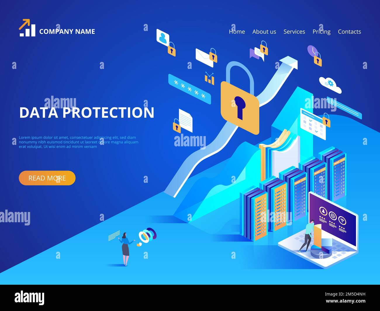 Data protection concept. Vector isometric illustration for landing page ...
