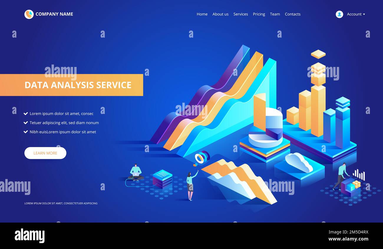 Data Analysis Service Isometric Vector Illustration Abstract 3d