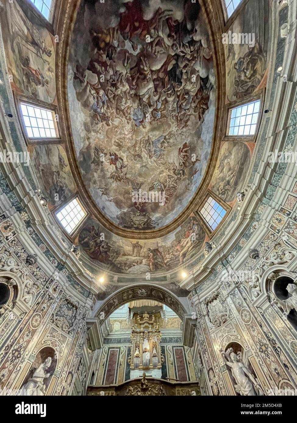 The frescoed dome in the Cappellone of San Cataldo in the Cathedral of ...