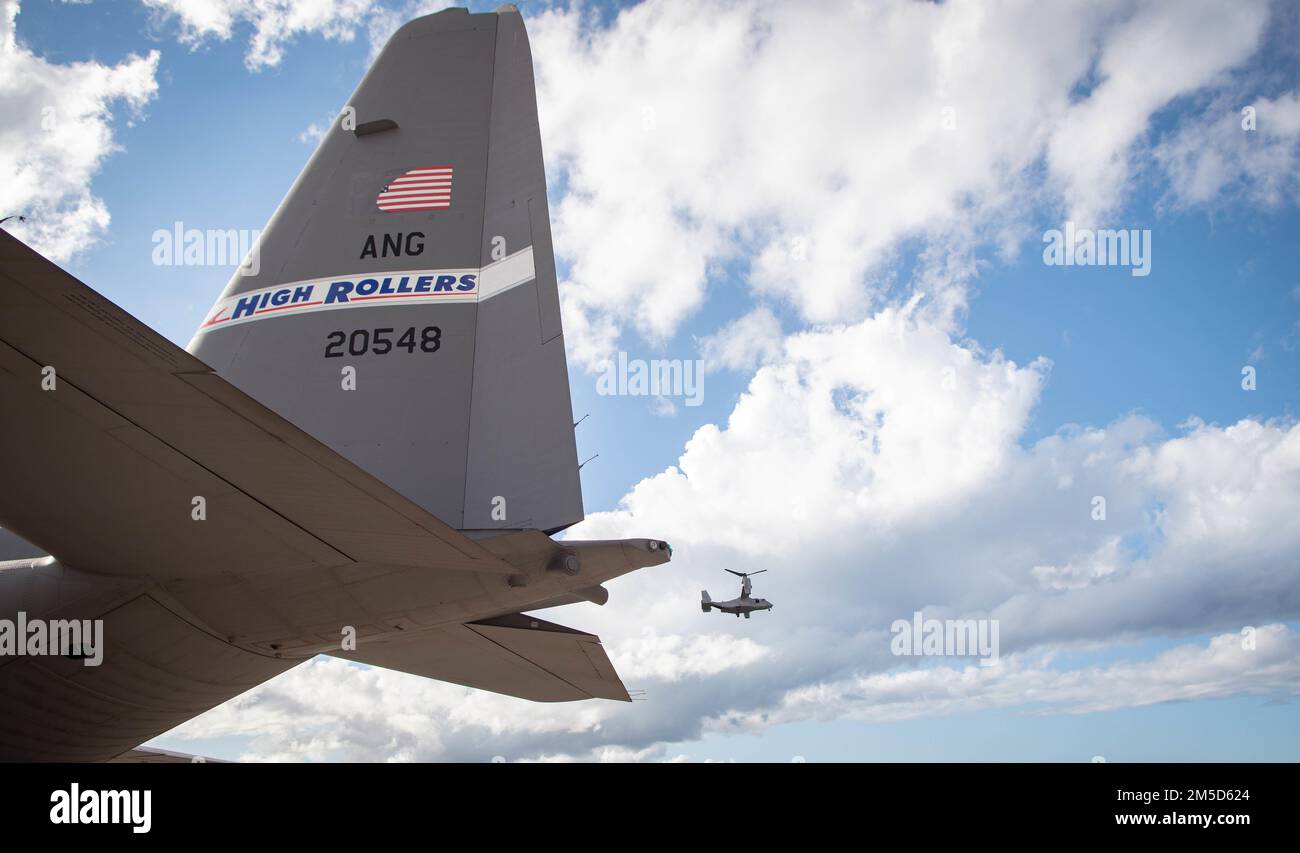 A U.S. Marine Corps MV-22 Osprey tilt-rotor aircraft assigned to Marine ...