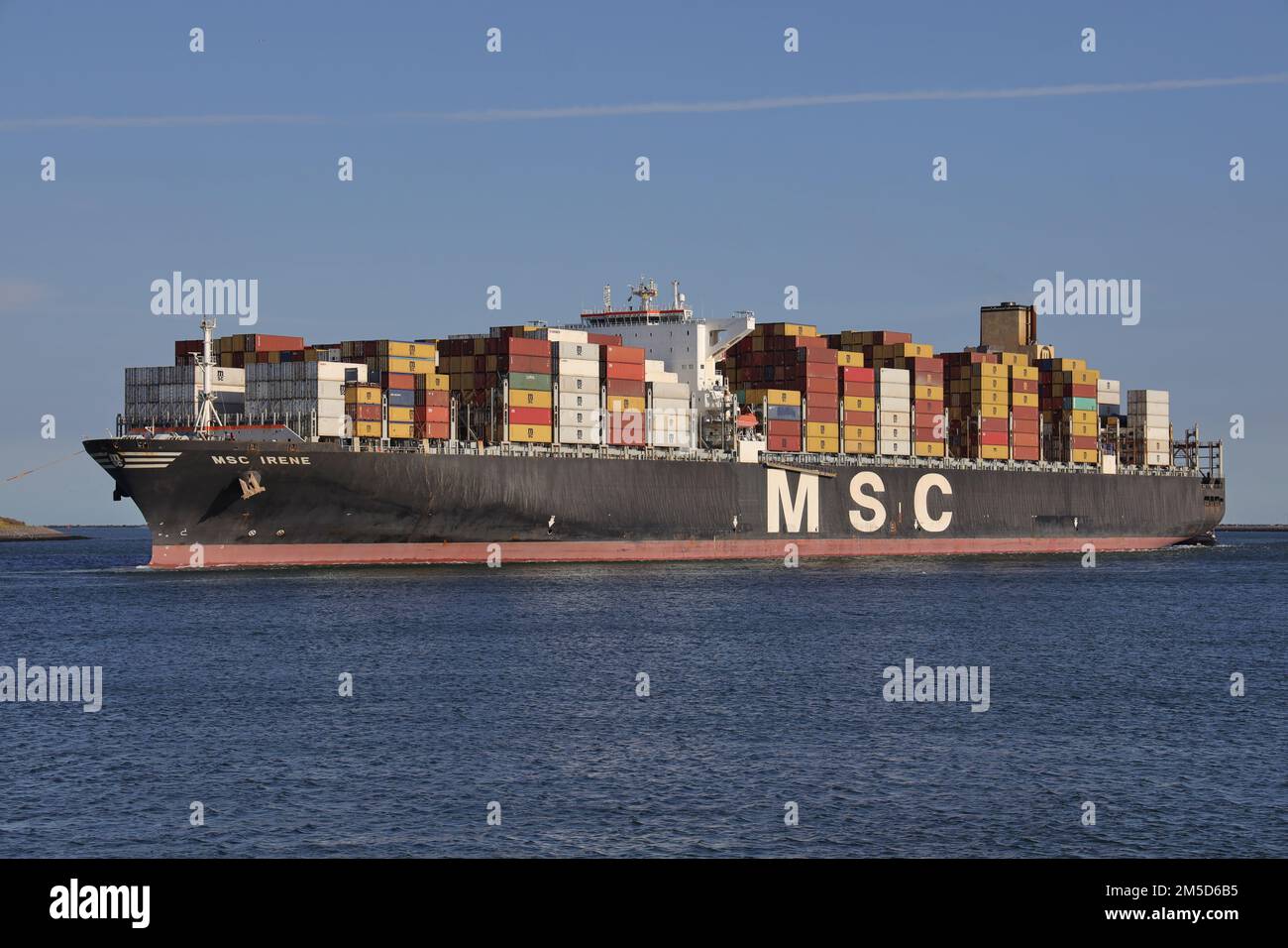 The container ship MSC Irene arrives in the port of Rotterdam on August ...