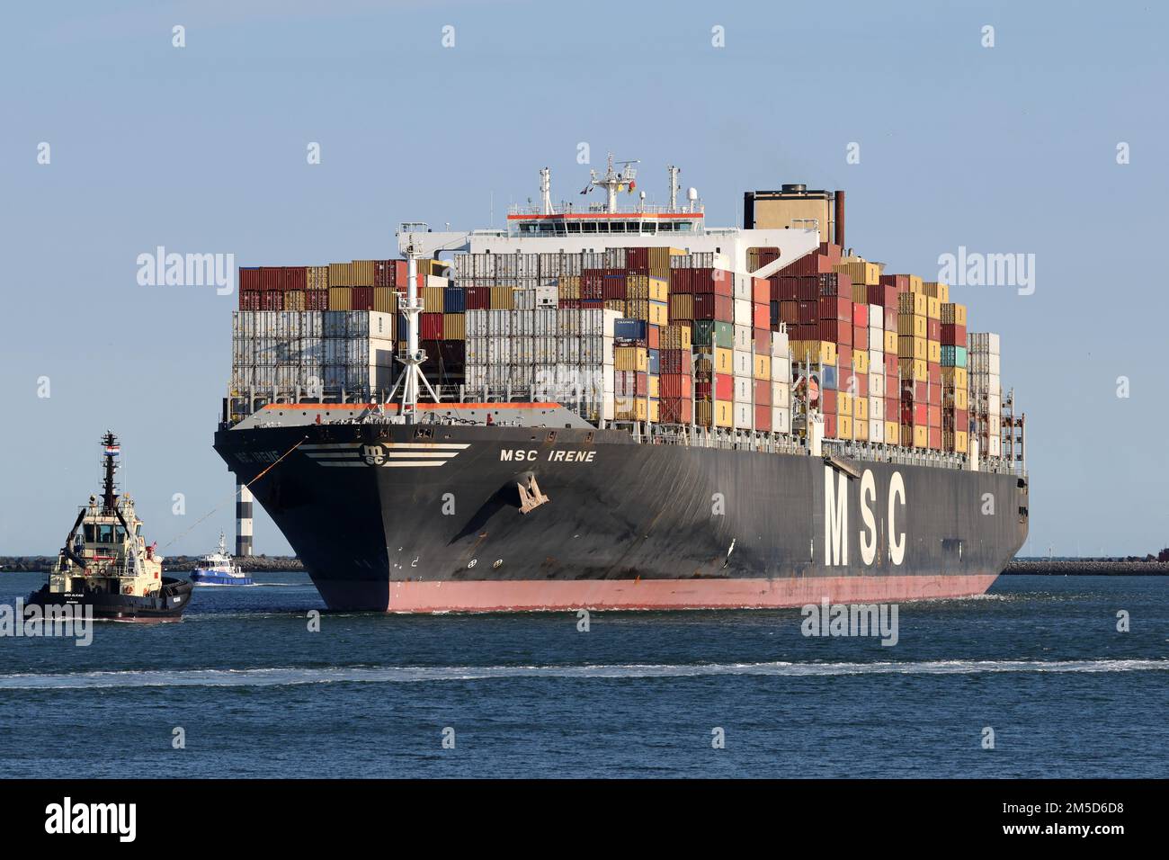 The container ship MSC Irene arrives in the port of Rotterdam on August ...