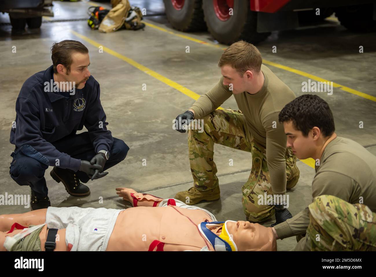 Personnel with the 28th Civil Engineer Squadron, undergo a trauma ...