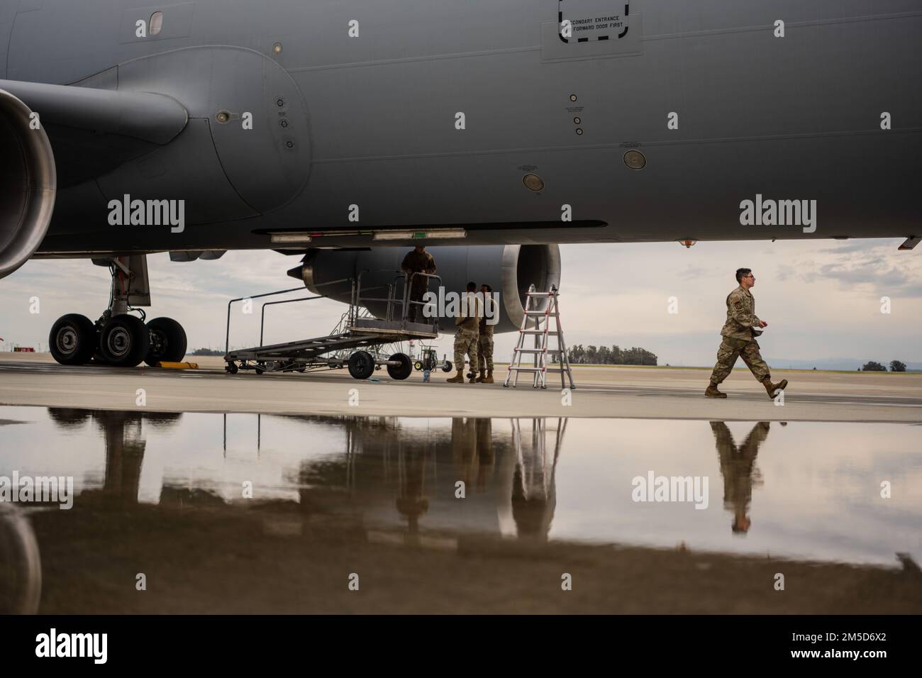 U.S. Airmen from the 660th Aircraft Maintenance Squadron perform light ...