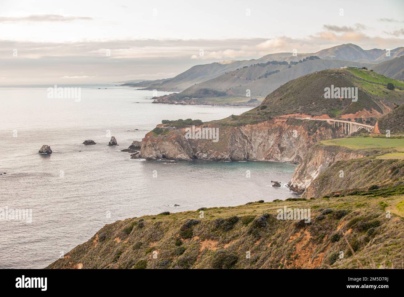 Big Sur coast and Bixby Creek Bridge south of Monterey in California ...