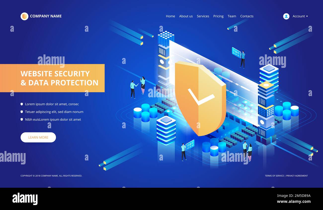 Website Security and Data Protection. Shield symbol. Vector isometric illustration Stock Vector ...