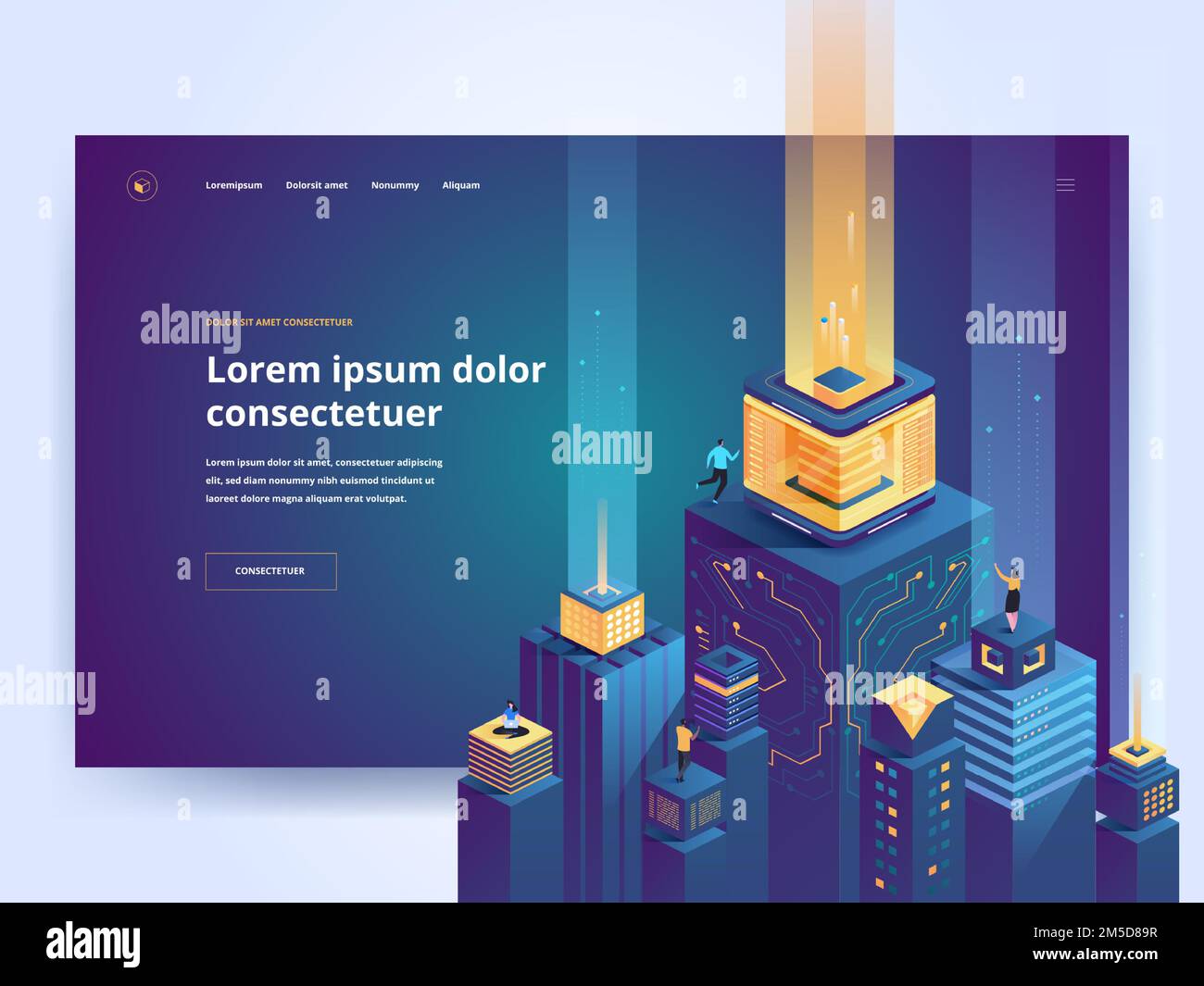 Smart architecture landing page vector template. Futuristic city website homepage interface idea ...
