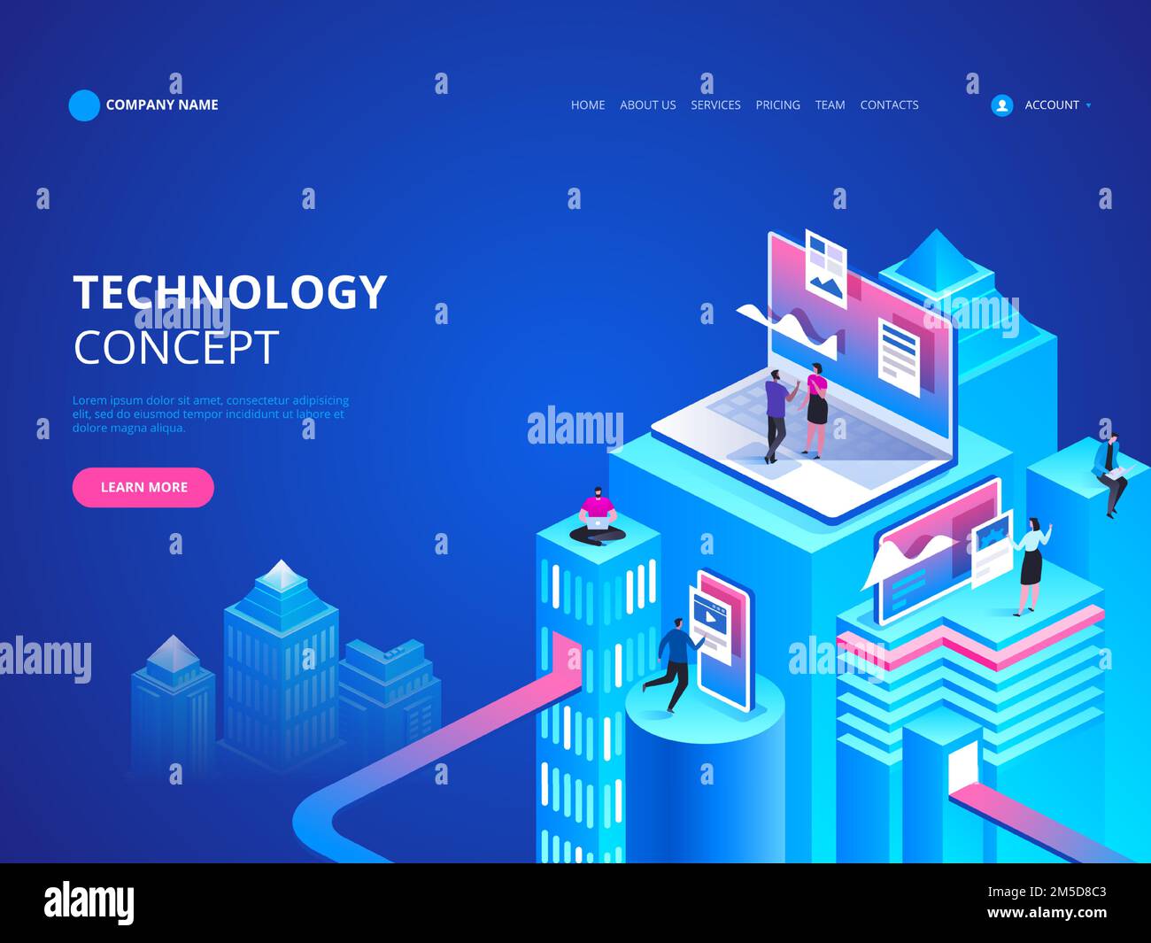 Isometric technology concept. IT services. Online information. Internet ...