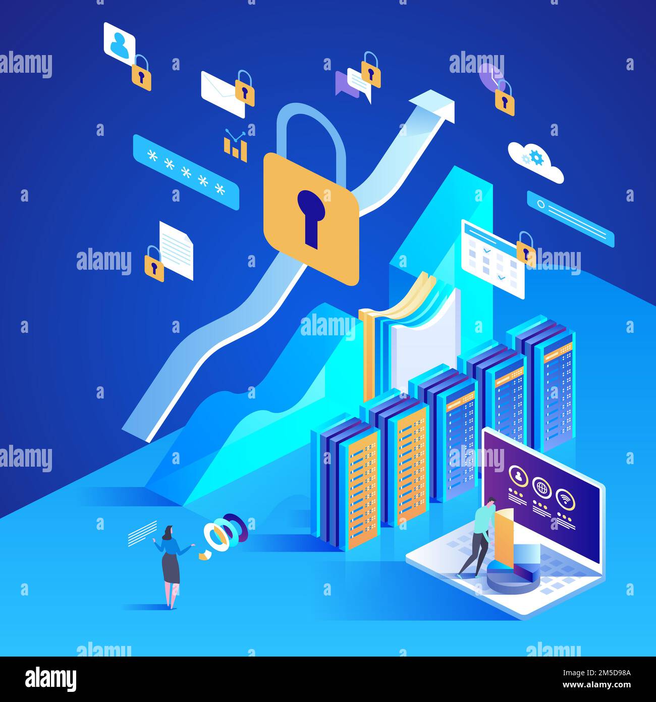 Data protection concept. Vector isometric illustration for landing page ...