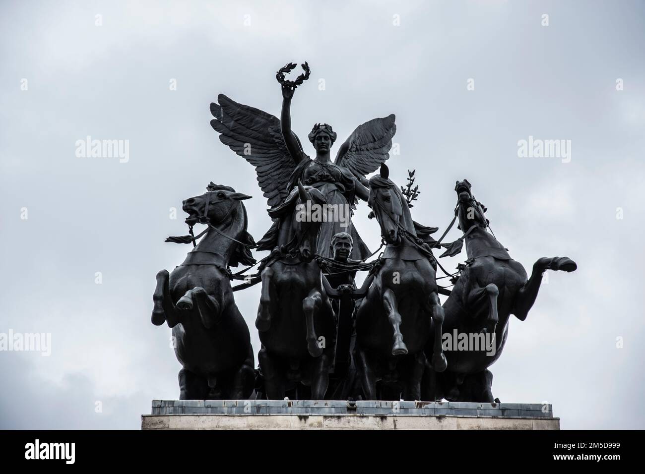 The Quadriga of War statue of the Goddess of Victory Nike, Wellington Arch, in London, England ...