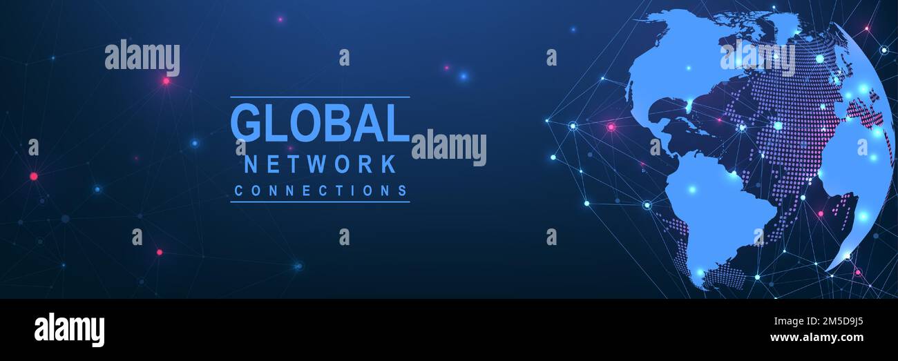 Global network connection concept. Big data visualization. Social network communication in the ...