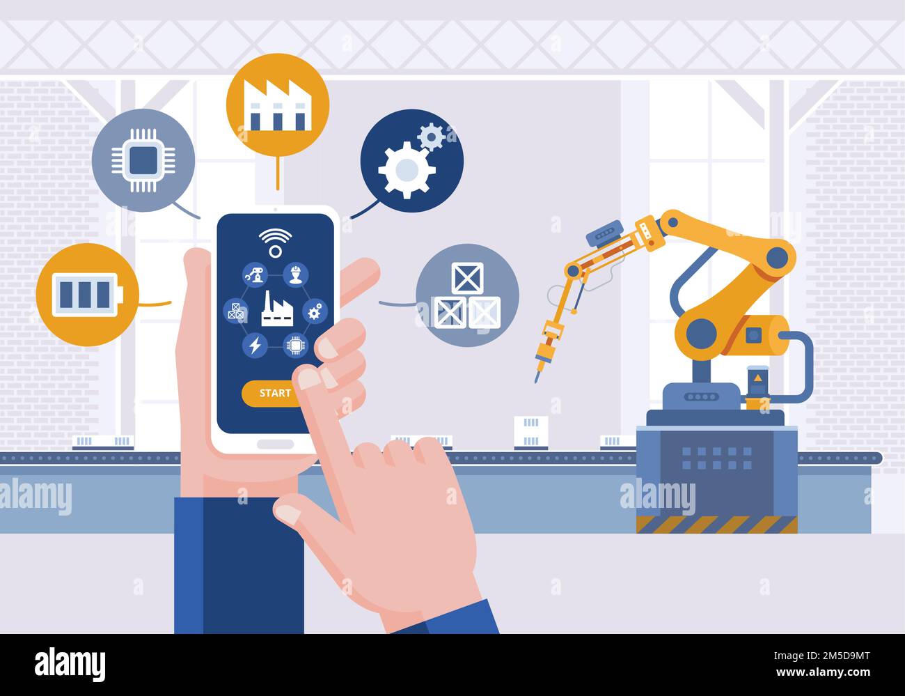 Hand with smartphone. Monitoring app on a smartphone and smart ...