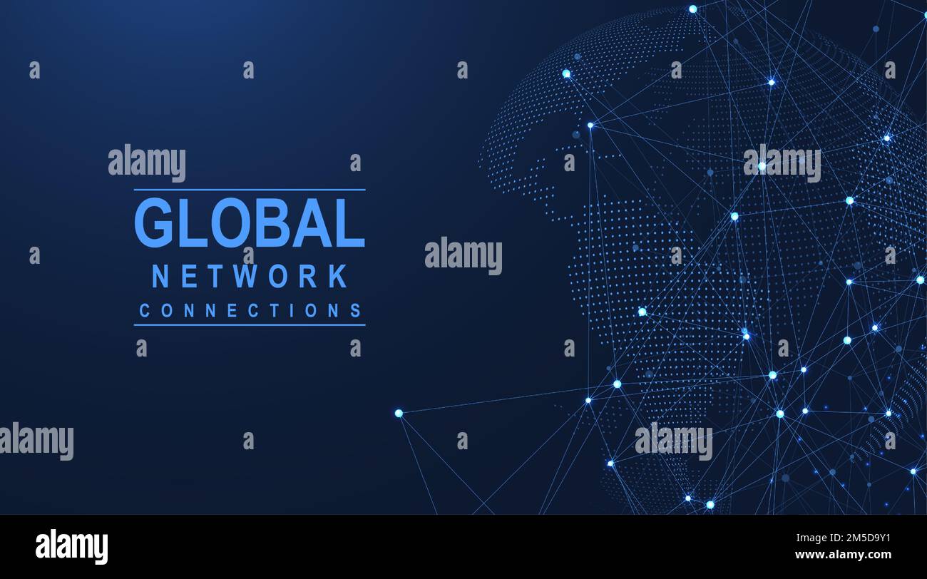 Global network connection concept. Big data visualization. Social network communication in the ...