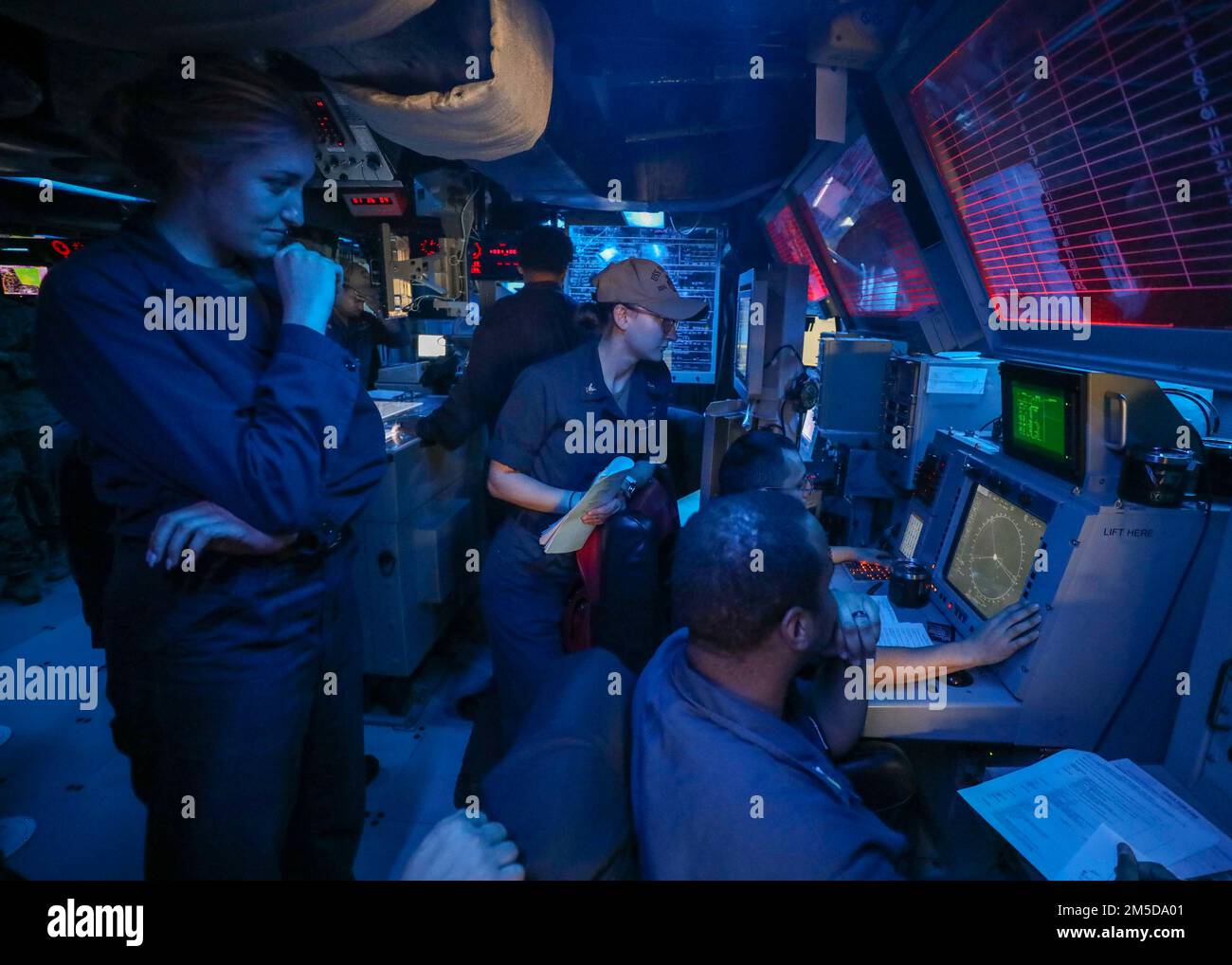 PHILIPPINE SEA (March 3, 2022) Sailors monitor an exercise in the ...