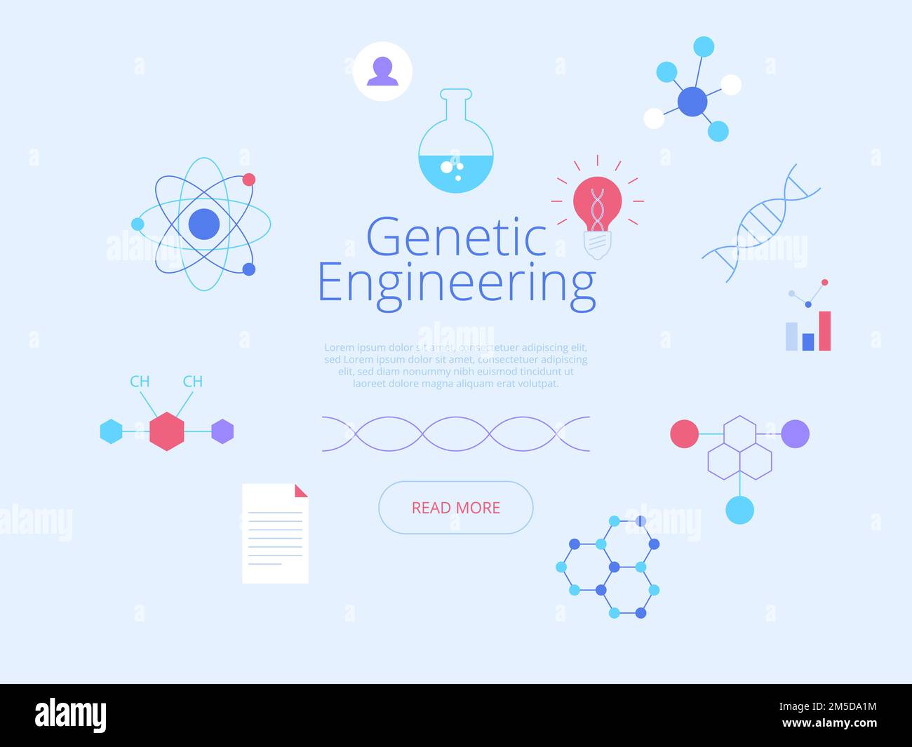 Biotechnology landing page vector template. Futuristic medicine website ...