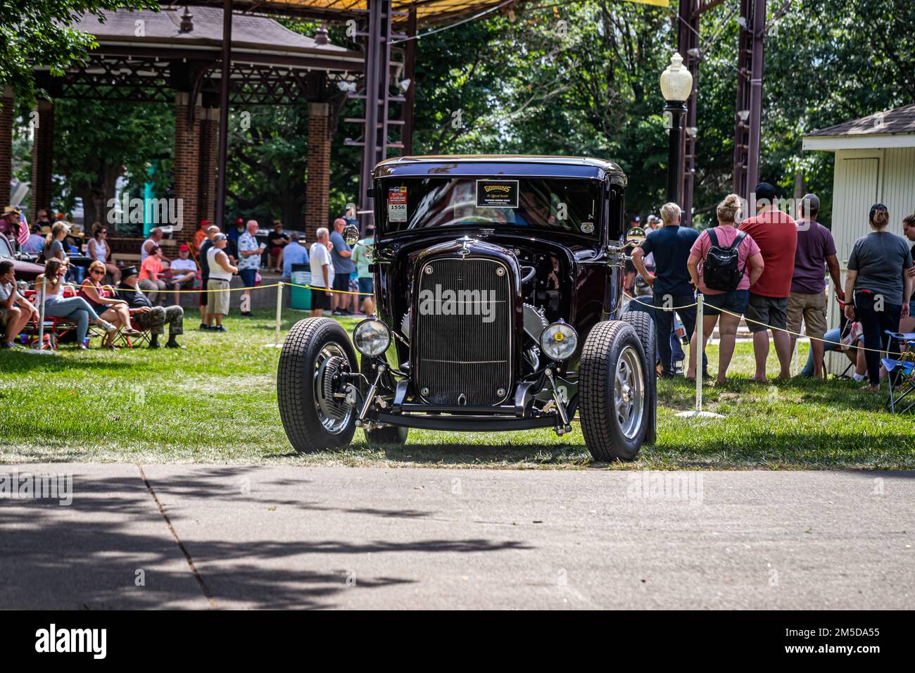 Des Moines, IA - July 03, 2022: Wide angle front view of a 1930 Ford ...