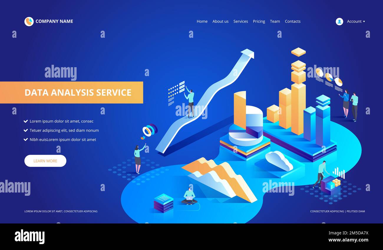 Data analysis service isometric vector illustration. Abstract 3d ...