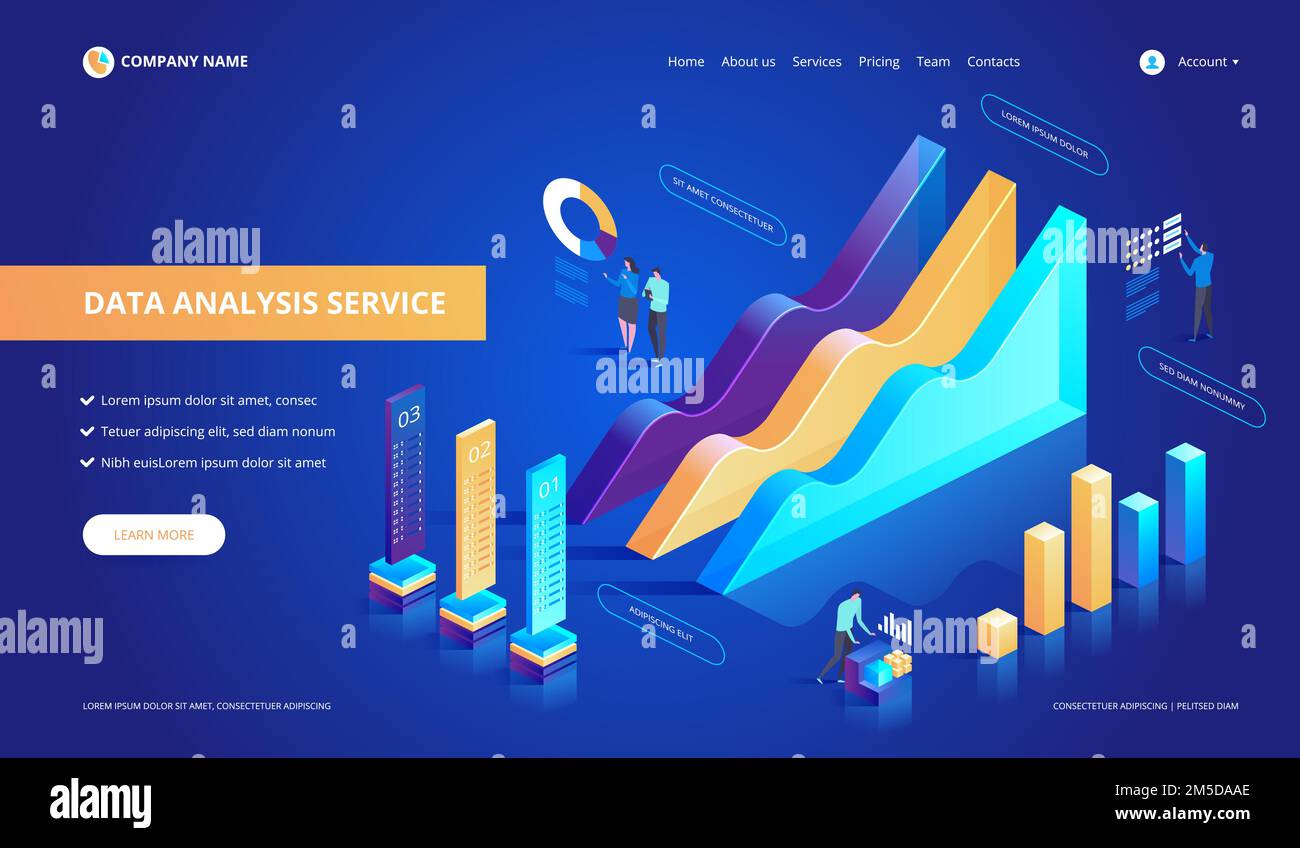 Data analysis service isometric vector illustration. Abstract 3d datacenter or data center room ...