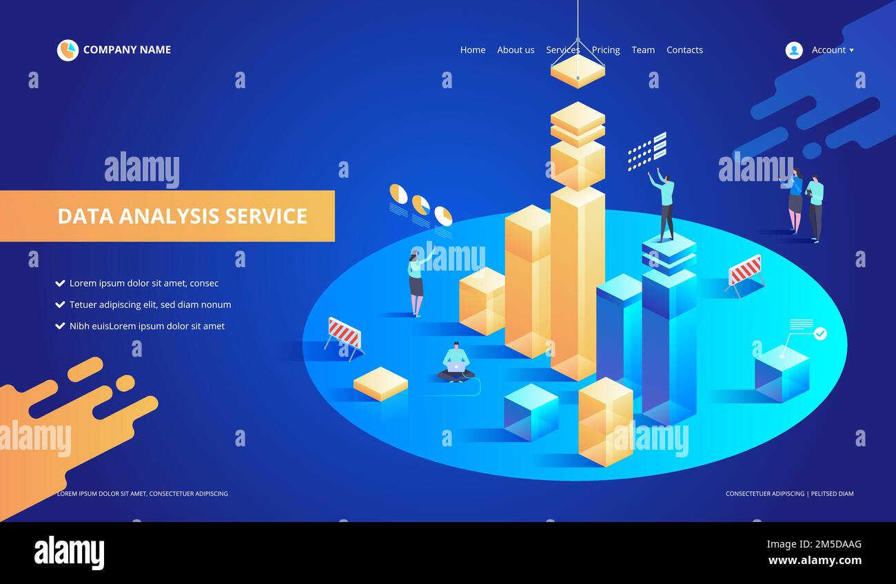Data analysis service isometric vector illustration. Abstract 3d ...