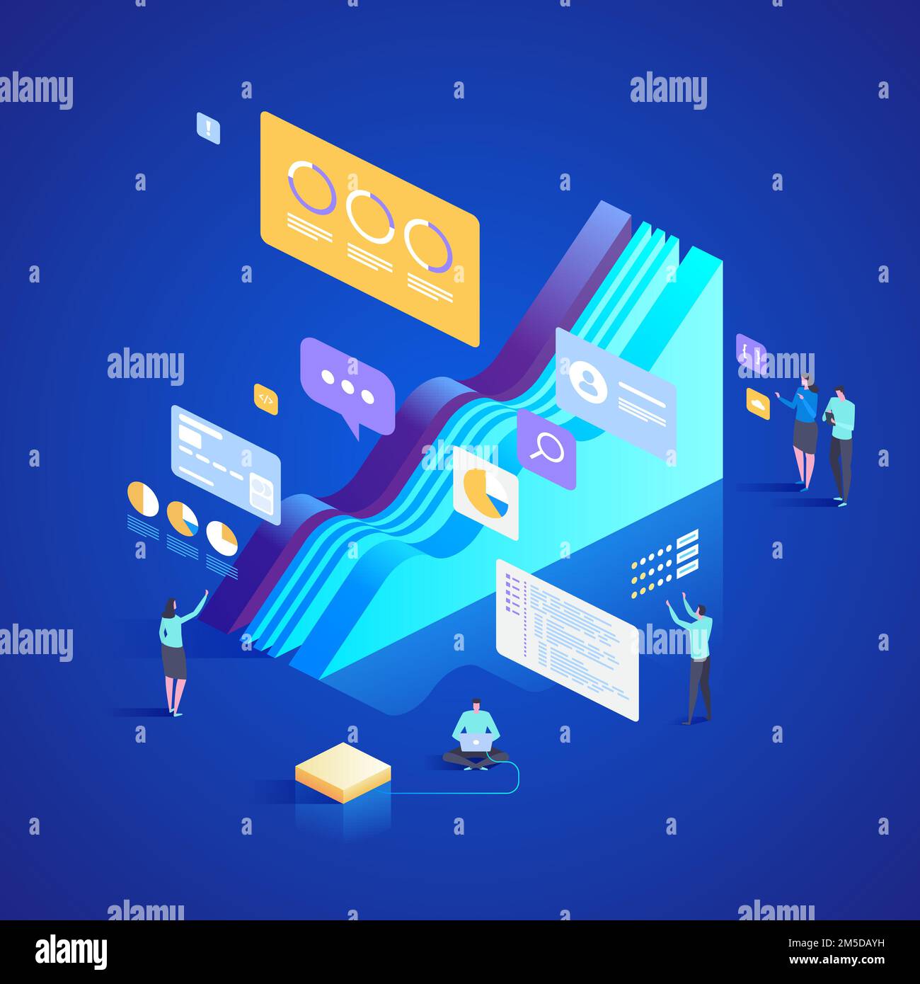 Expert Team for Data analysis & Consulting Services. Vector isometric ...