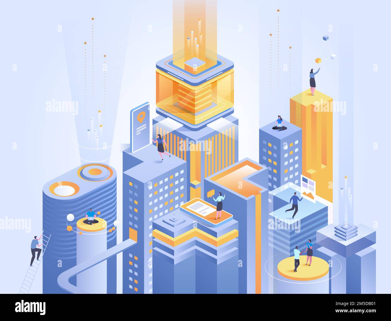 Business platform abstract isometric illustration. Businessmen and ...