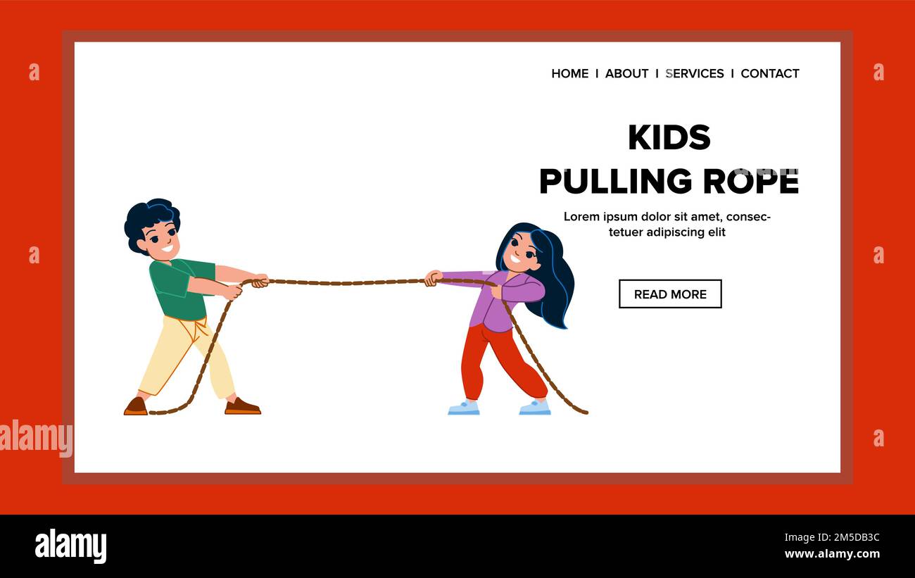 kids pulling rope vector Stock Vector Image & Art - Alamy