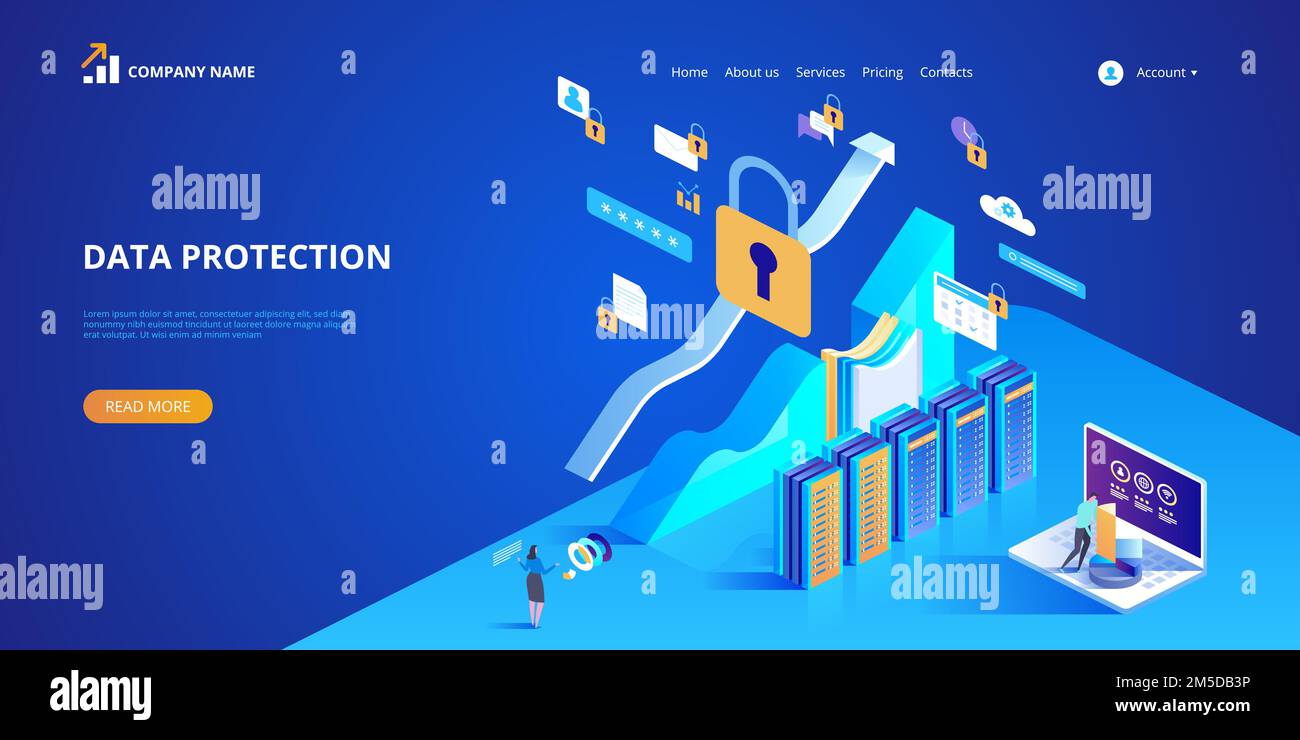 Data protection concept. Vector isometric illustration for landing page, web design, banner and ...