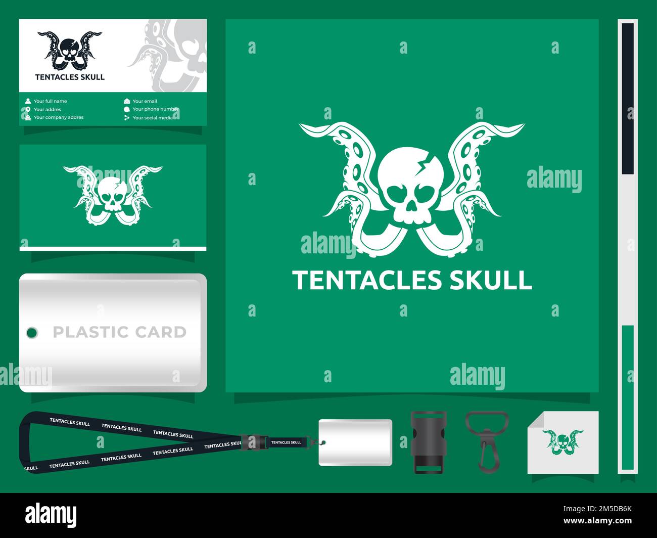 A vector illustration of the Tentacles Skull monogram logo with a ...
