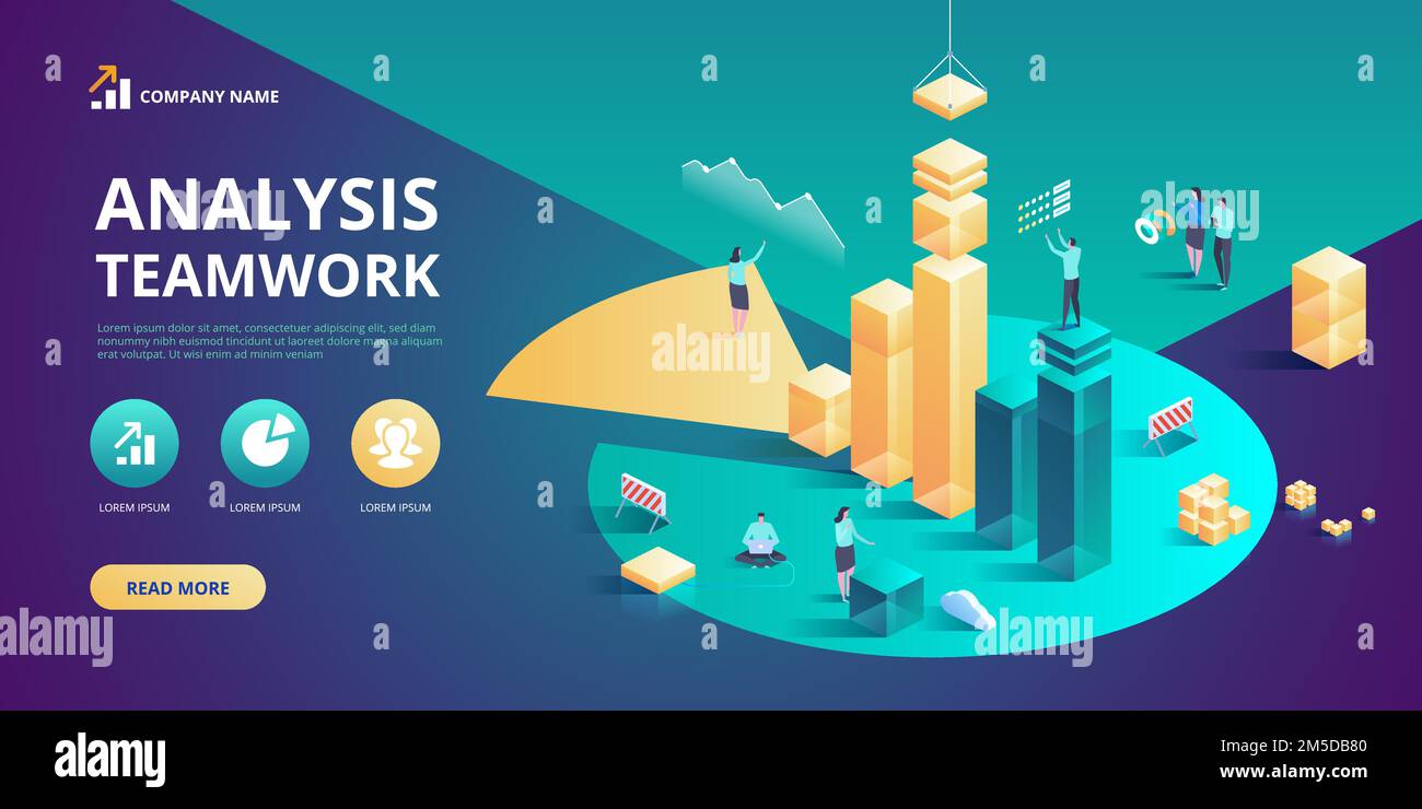 Isometric business analysis planning. Project management and financial ...