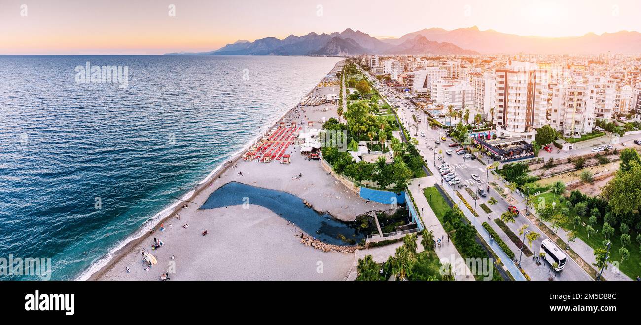 Aerial view of scenic and popular Konyaalti beach in Antalya resort ... Aerial view of scenic and popular Konyaalti beach in Antalya resort ...