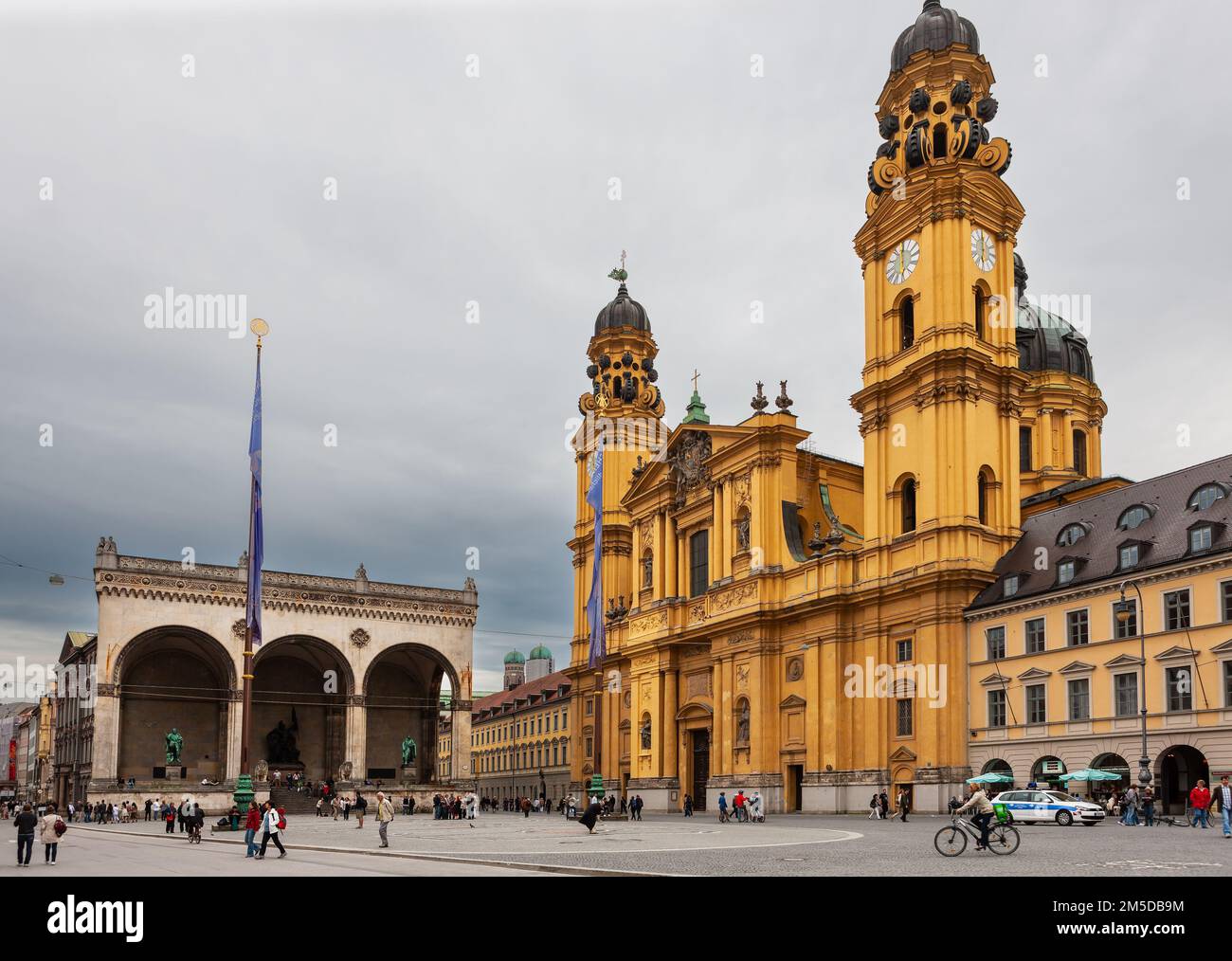 Munich, Germany - July 4, 2011 : Odeonsplatz, large public square lined ...