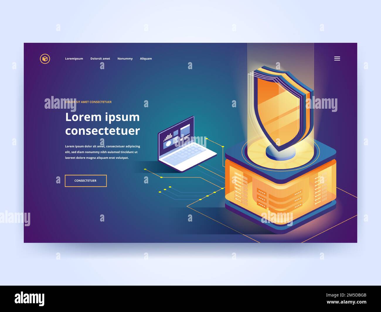 Protection software landing page vector template. Cybersecurity ...