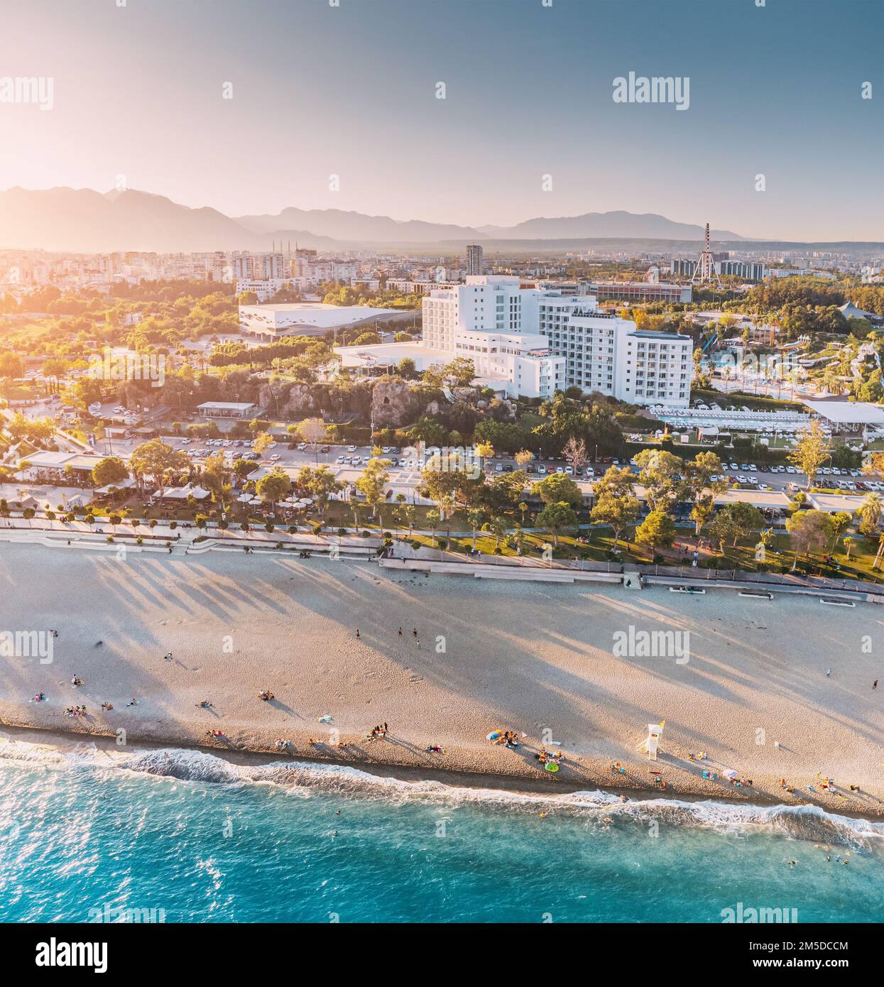 Aerial view of scenic and popular Konyaalti beach in Antalya resort ...