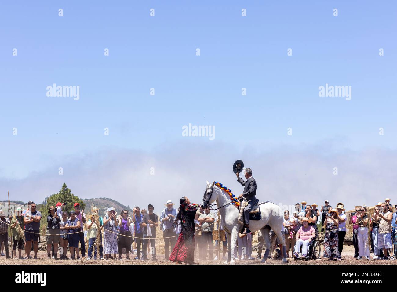 Andalucian horseman giving a display of traditional horsemanship and ...