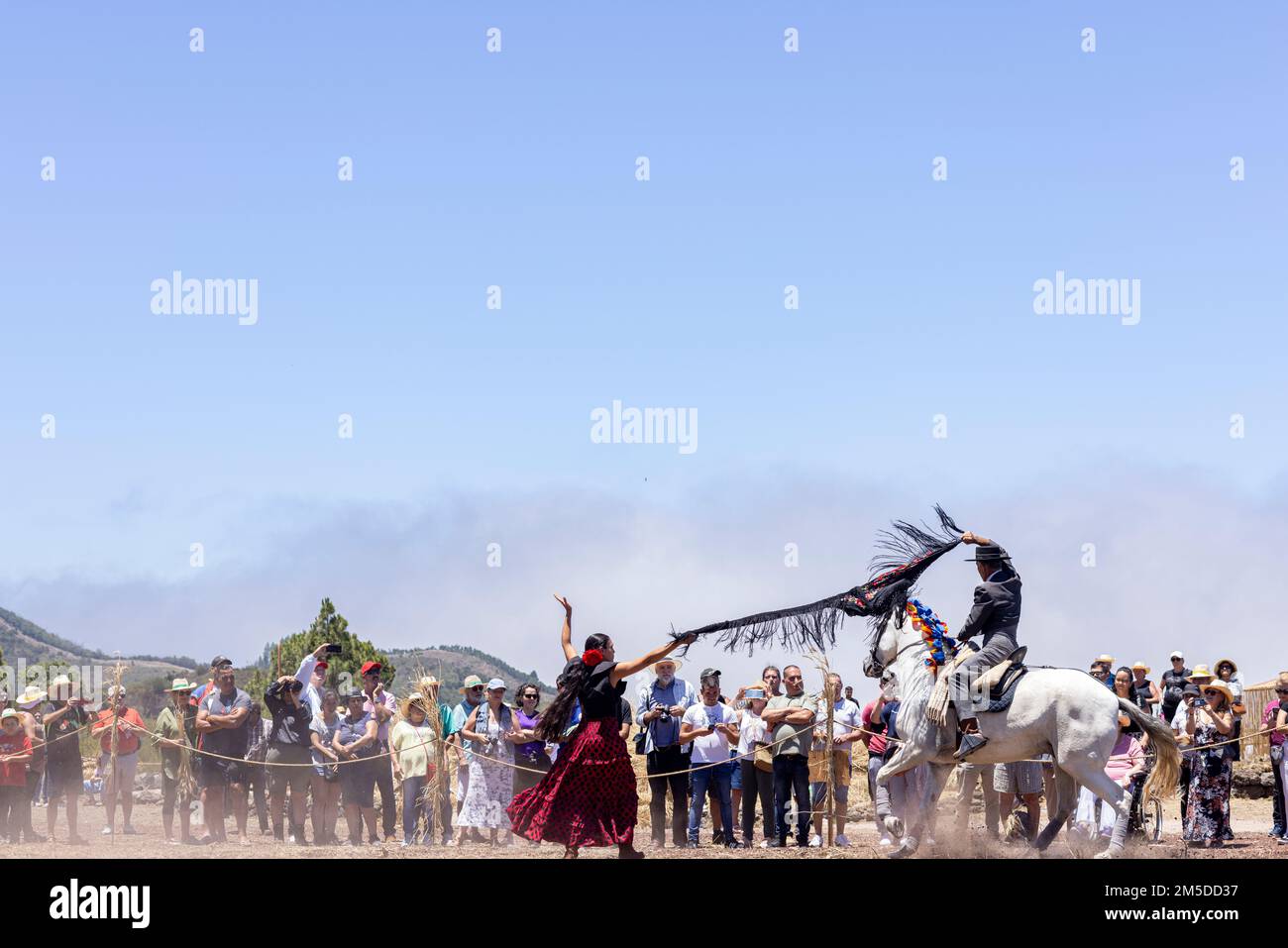 Andalucian horseman giving a display of traditional horsemanship and ...