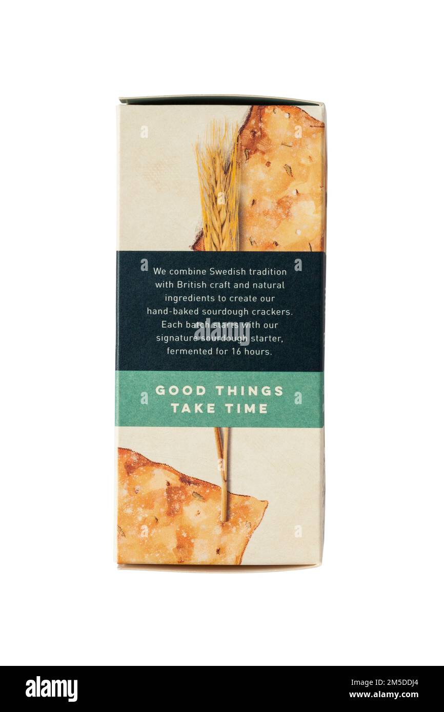 Box of Peter's Yard Rosemary & Sea Salt Sourdough Crackers isolated on ...