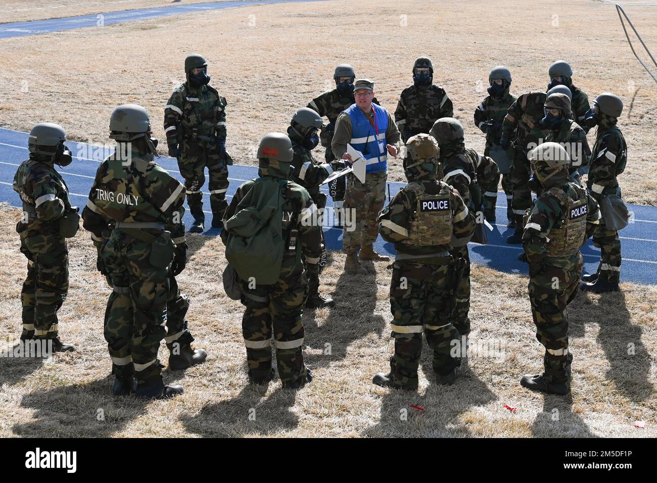 MSgt Nathan Alexander, center, gives instruction to casulty collection ...