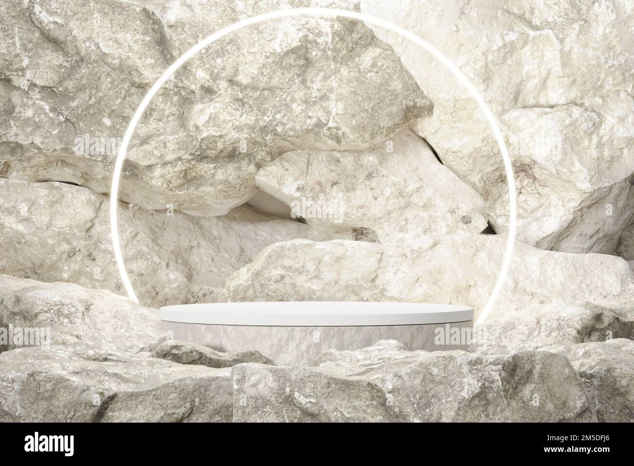 Rock stone white podium Blank product shelf standing backdrop Stock ...