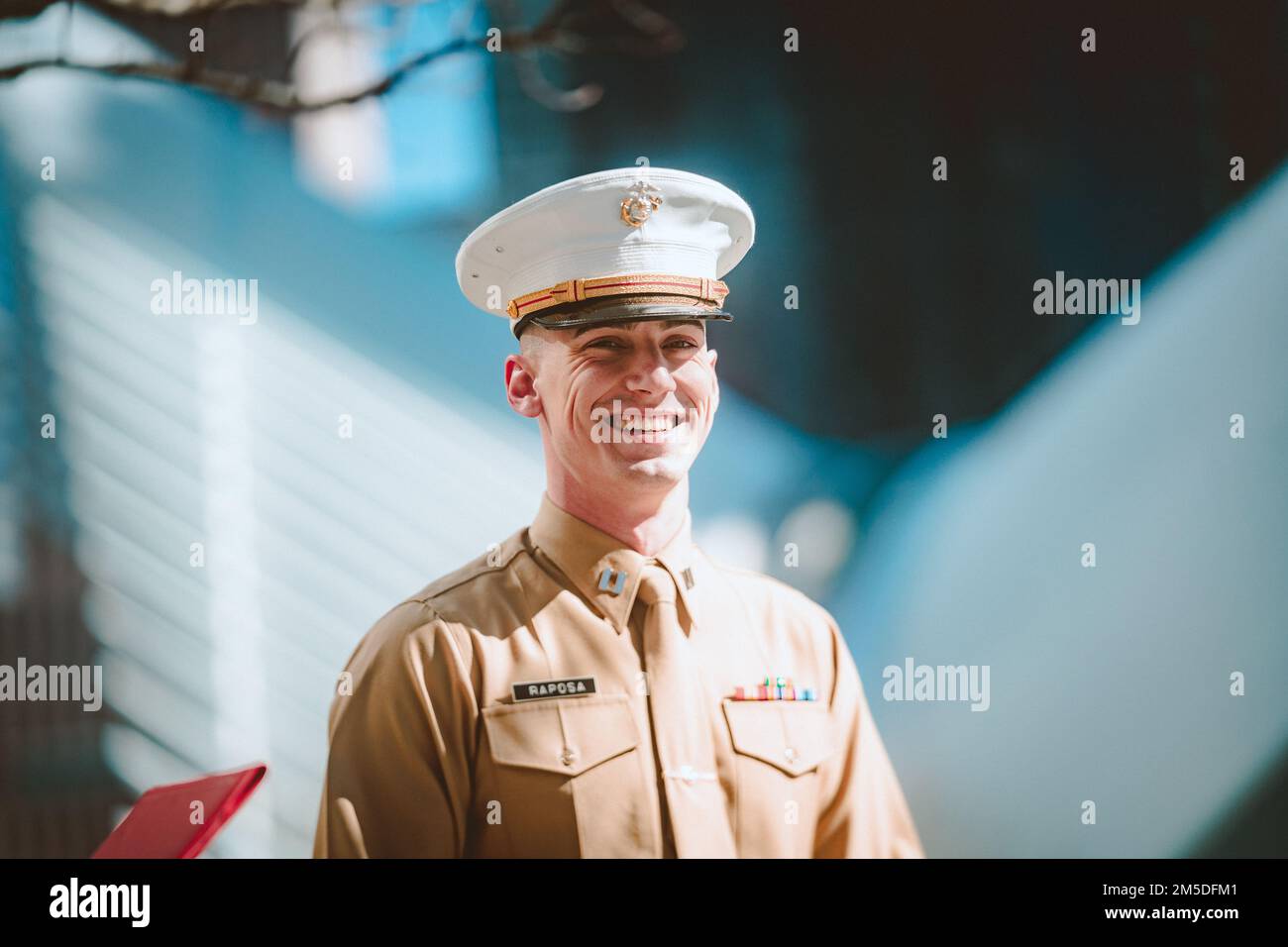 Newly promoted U.S. Marine Corps Capt. Austin Raposa, an Officer ...