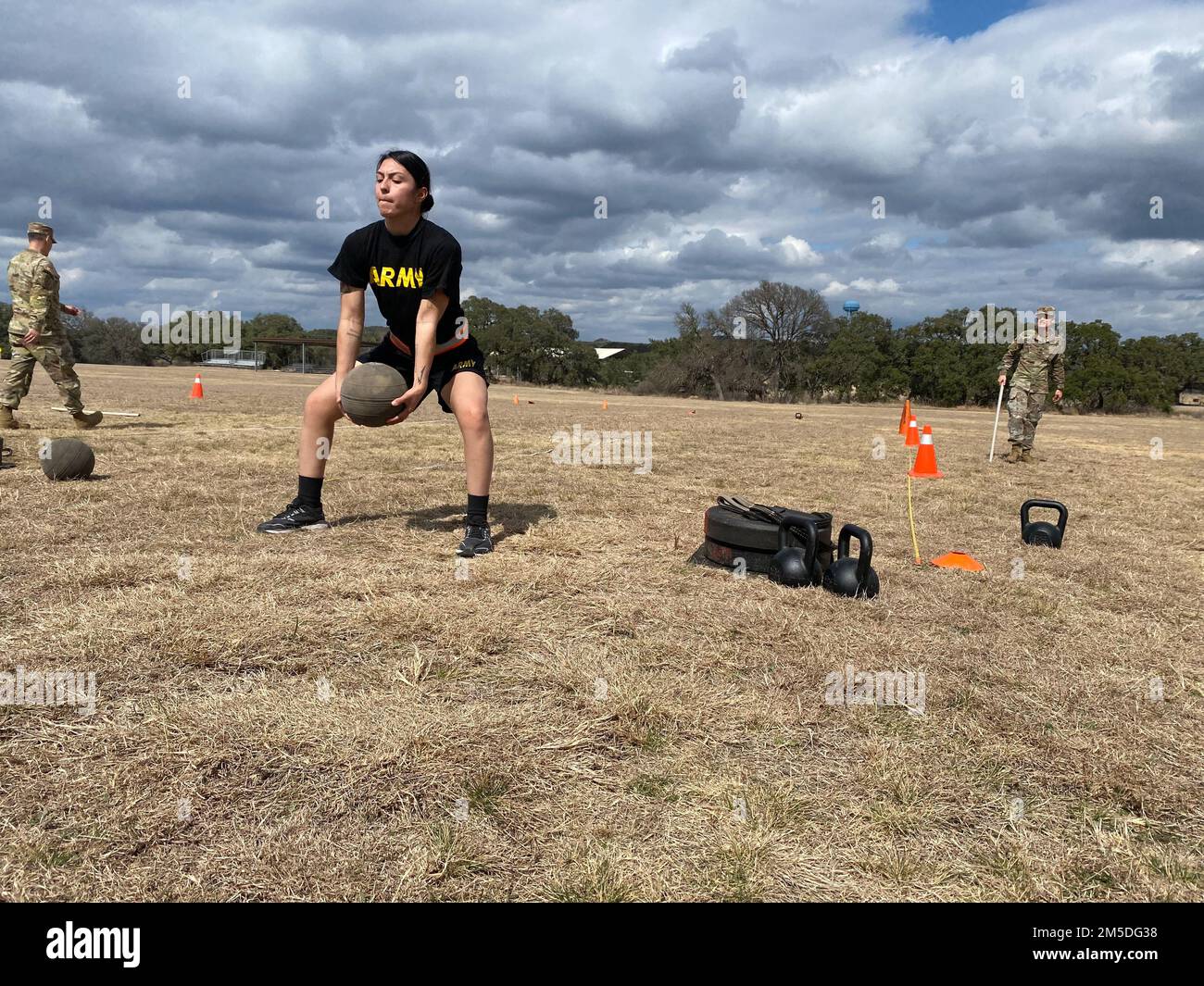 U.S. Army Reserve Spc. Noraelia Cruz, 273rd ICW, practices the standing ...