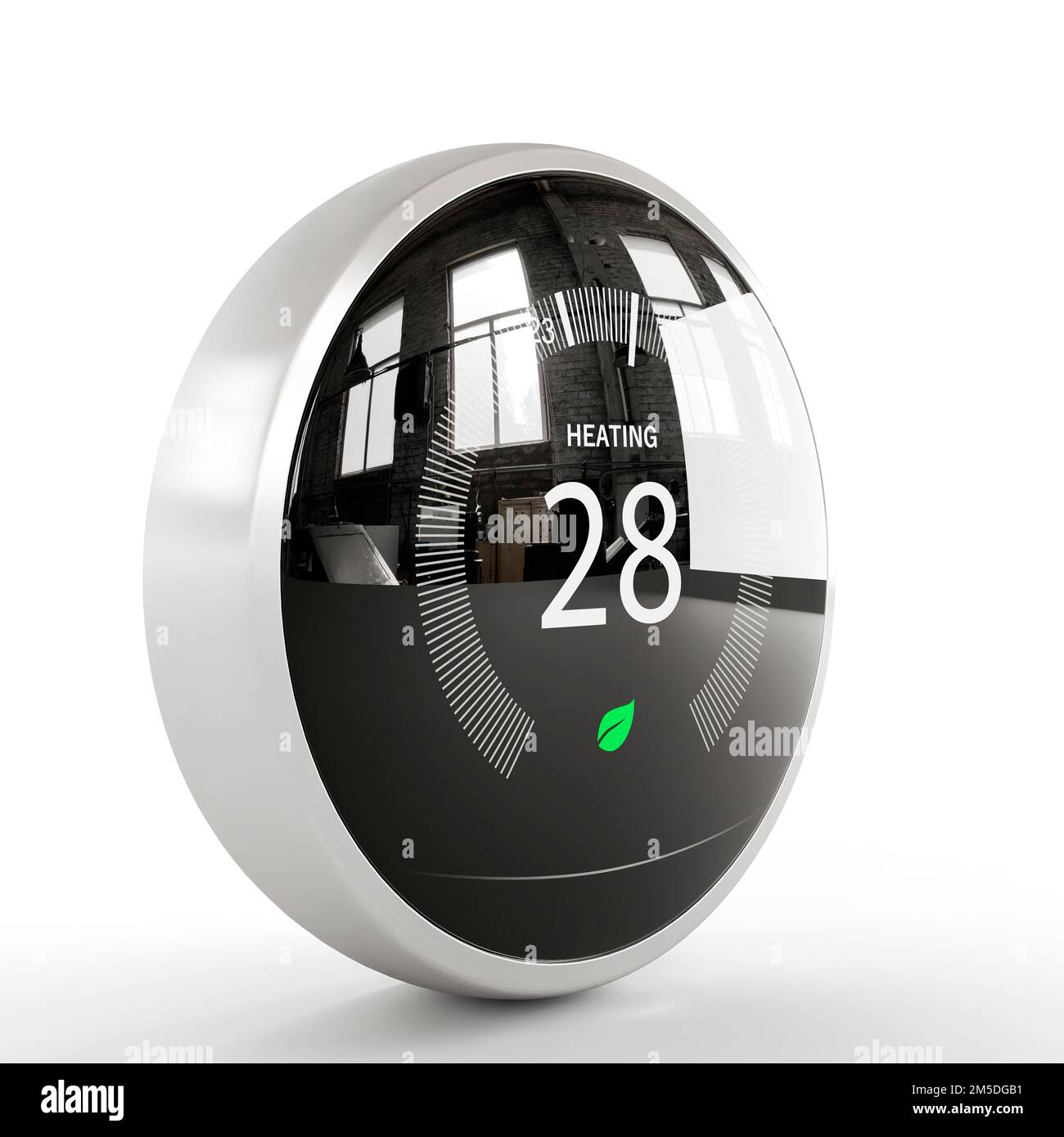 A closeup 3D illustration of a Gen Smart Thermostat isolated on a white ...