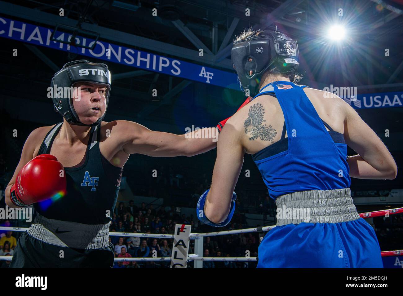 U.S. AIR FORCE ACADEMY, Colo. -- Air Force's Sam Thompson lands a blow ...