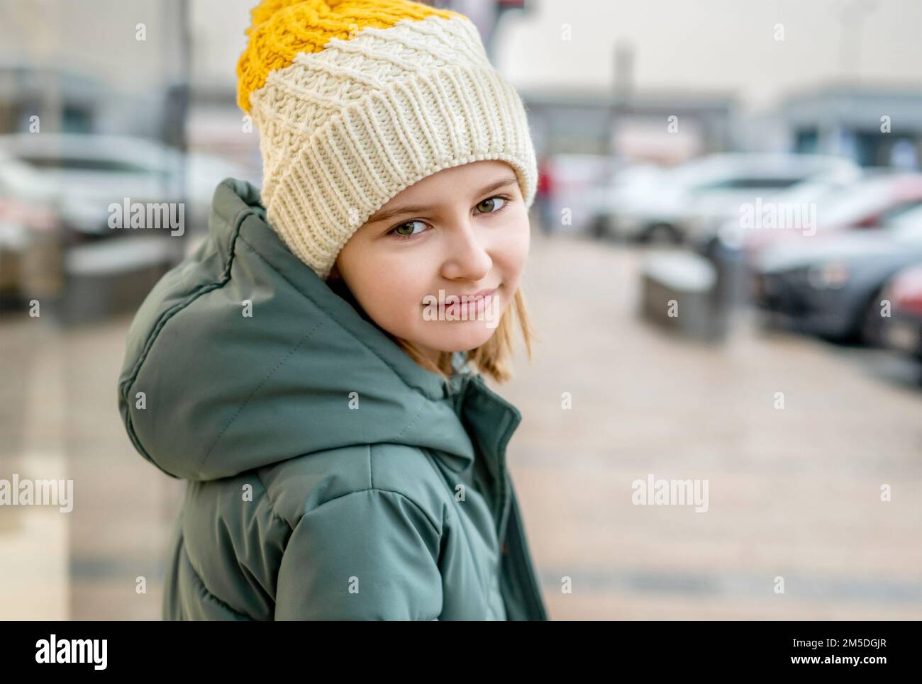 Preteen girl street portrait in city Stock Photo - Alamy